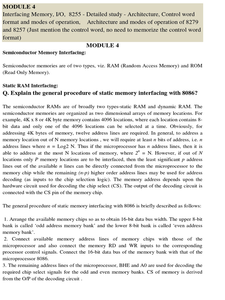 Semiconductor Memories and Its Interfacing | PDF | Dynamic Random Access Memory | Random Access ...