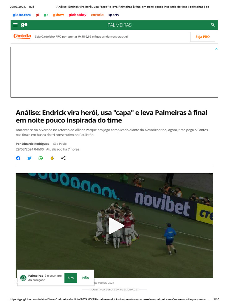 Análise - Endrick Vira Herói, Usa - Capa - e Leva Palmeiras À Final em ...