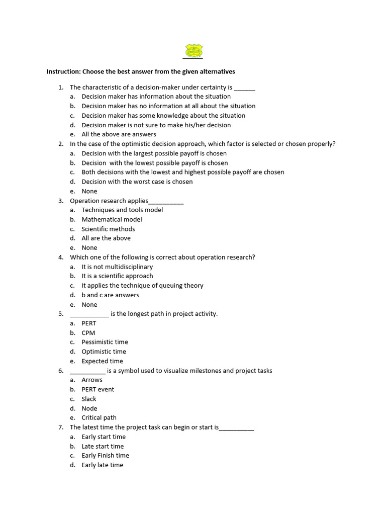 worksheet 2 Amended | PDF | Decision Making | Applied Mathematics