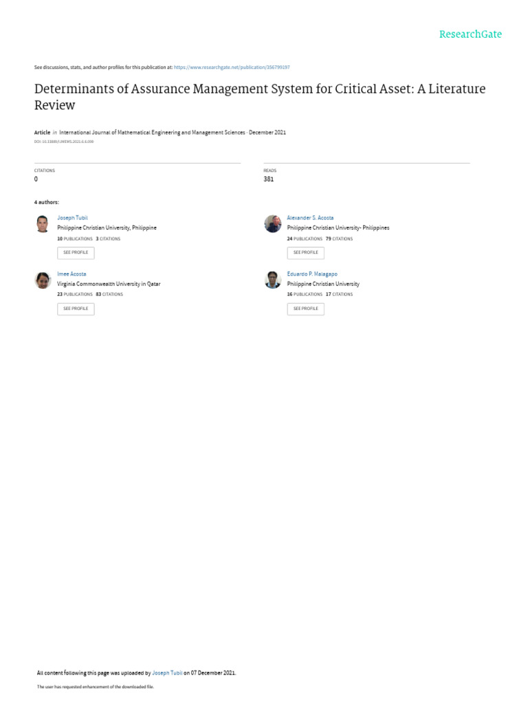 Assurance Management System Review | PDF | Risk | Leadership
