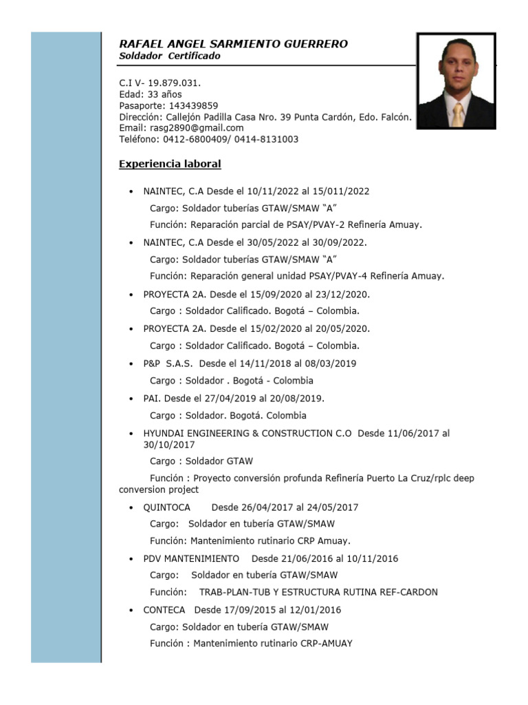 Ficha Rafa Mayo 2023 | PDF | Soldadura | Construcción