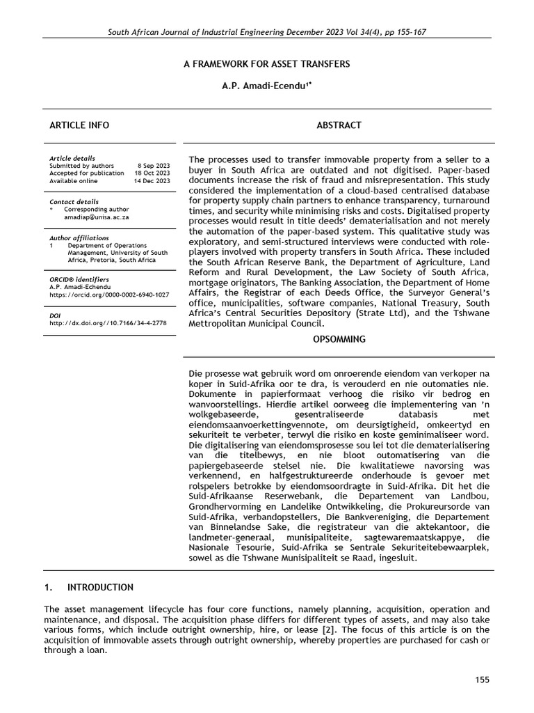 A Framework For Asset Transfer | PDF | System | Supply Chain