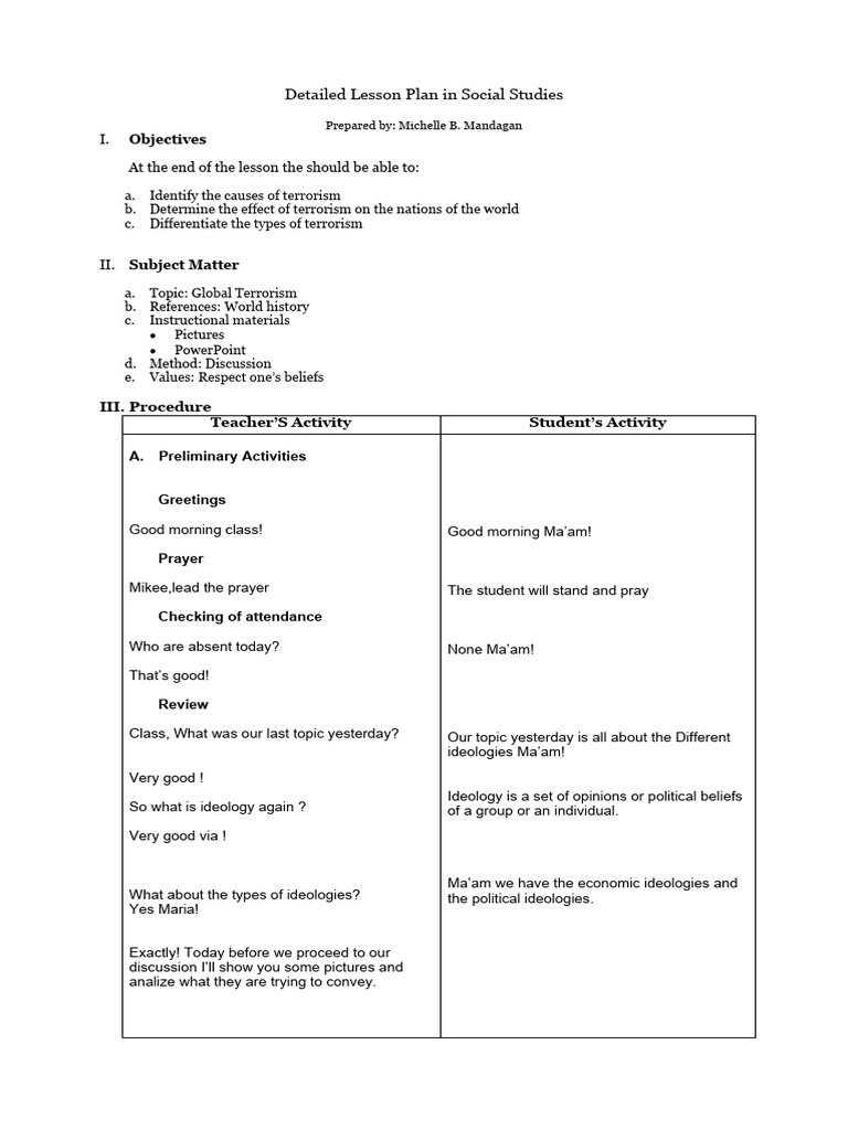 Lesson Plan: Understanding Global Terrorism | PDF | Ideologies | Crimes