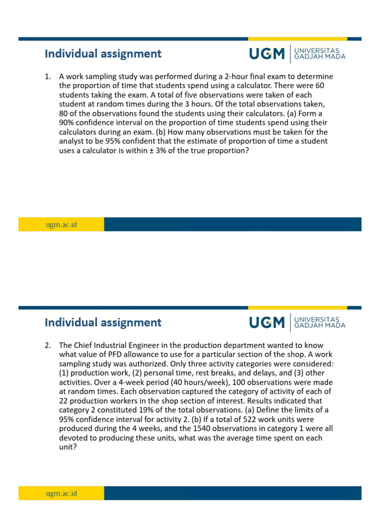 05 Work Sampling Assignment | PDF | Confidence Interval | Sampling (Statistics)