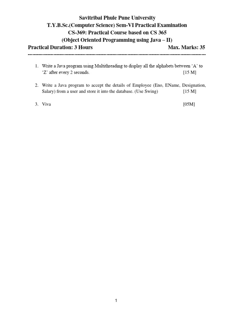 Tybsccs Sem Vi Practical Slips Java Pdf Java Programming Language User Computing