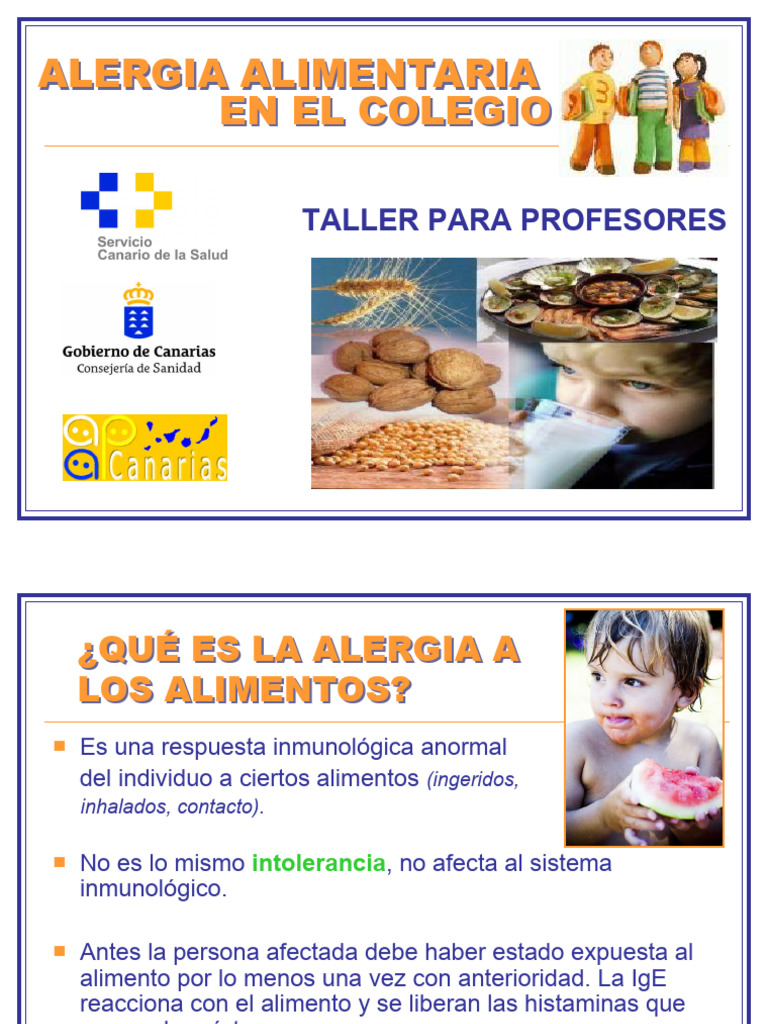 Taller sobre Alergia Alimentaria Escolar | PDF | Alergia | Alergia a la ...