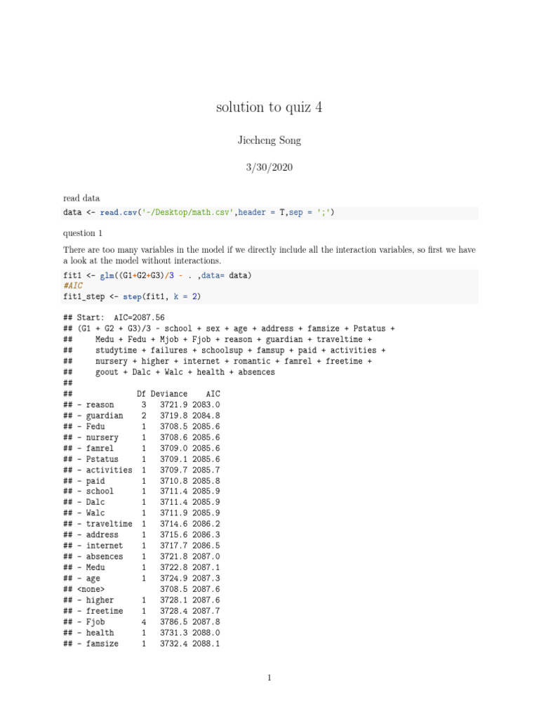 Quiz4_solutions | PDF | Statistical Theory | Statistics