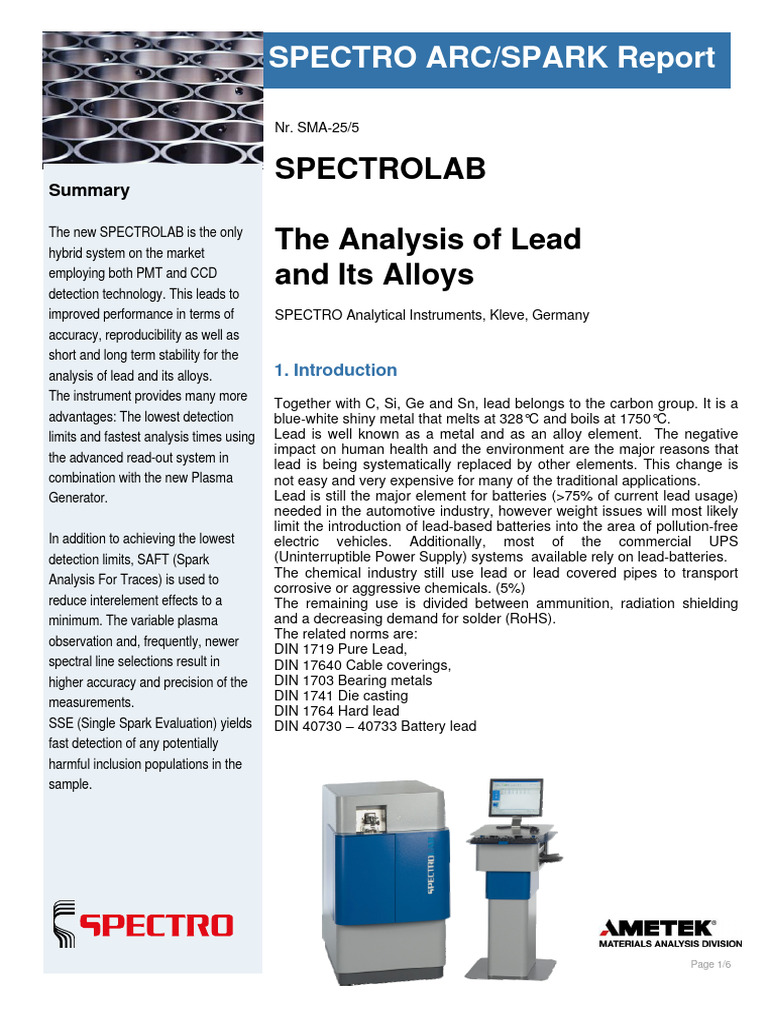 Application Report-Pb | PDF | Lead | Spectroscopy