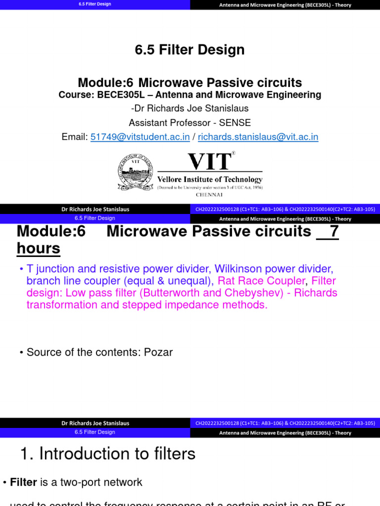 AME - 6.5 Filter Design | PDF | Filter (Signal Processing) | Electronic Filter