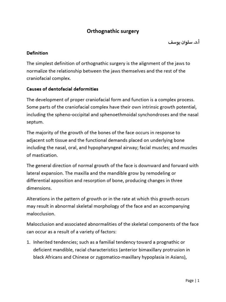 Orthognathic surgery 1 | PDF | Orthodontics | Mouth