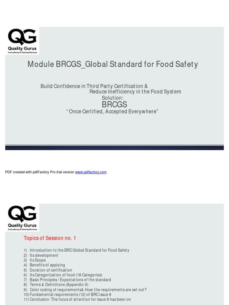BRCGS Awareness | PDF | Hazard Analysis And Critical Control Points | Drink