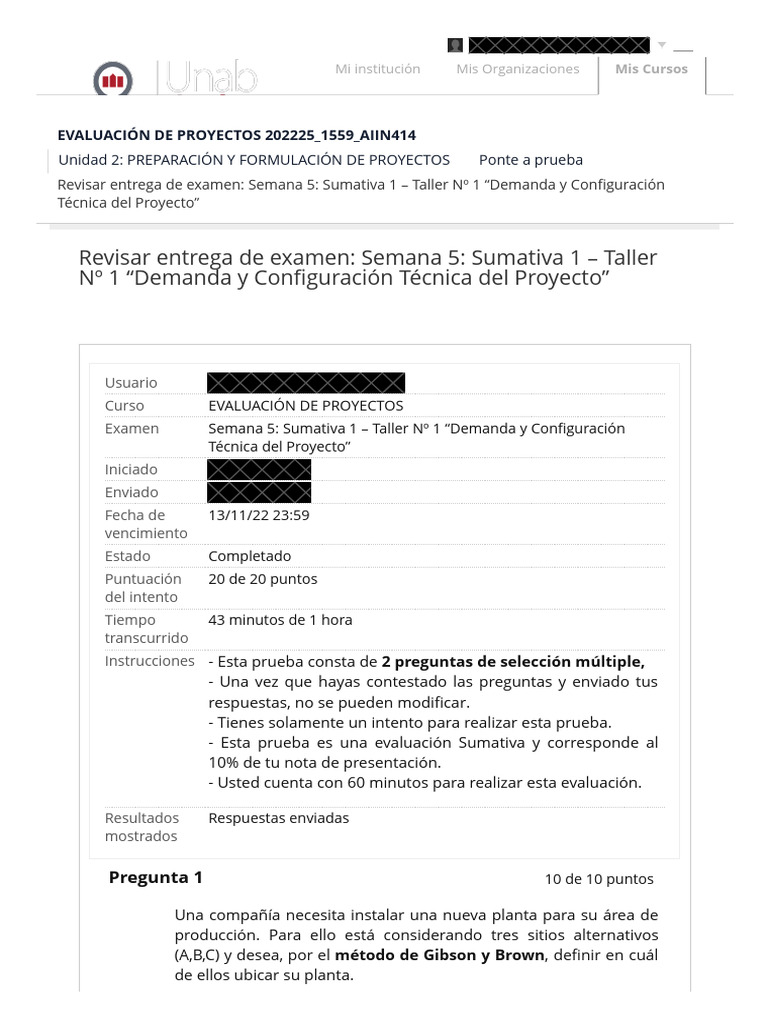 Revisar Entrega de Examen - Semana 5 - Sumativa 1 - Taller #1 .. | PDF | Negocios