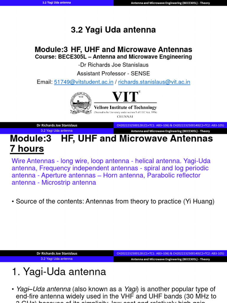 AME - 3.2 Yagi Uda Antenna | PDF | Antenna (Radio) | Oscillation
