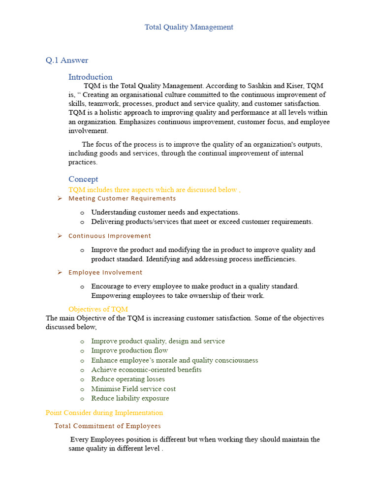TQM 59899 | PDF | Quality Management | Systems Thinking