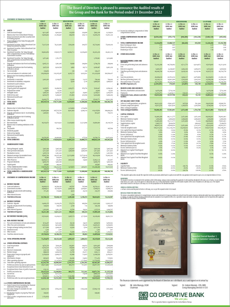 2022 Financial Results: Kingdom & Co-op Banks | PDF | Deposit Account ...