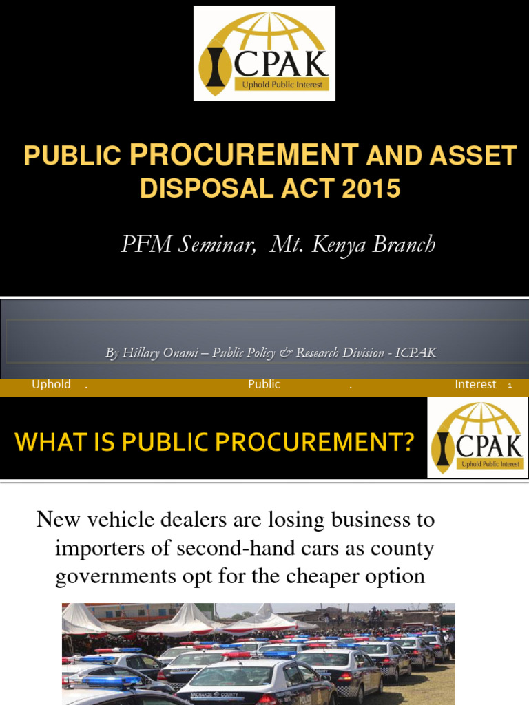 Overview of Public Procurement and Asset Disposal Act 2015 North Rift ...