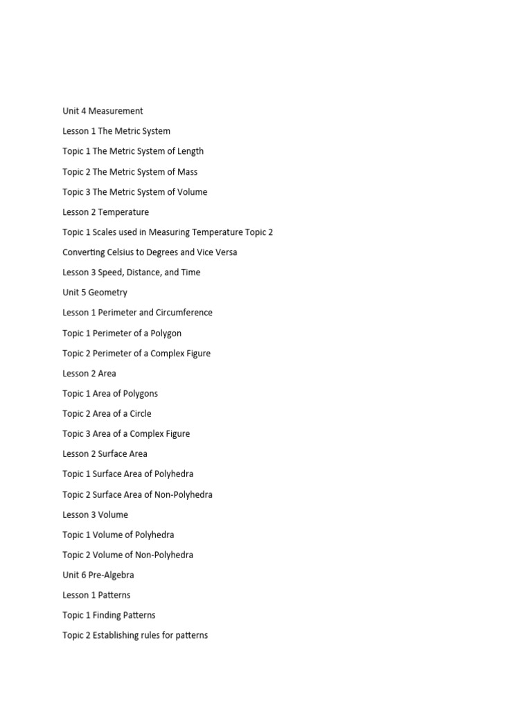 Unit 4 Measurement | PDF | Area | Volume