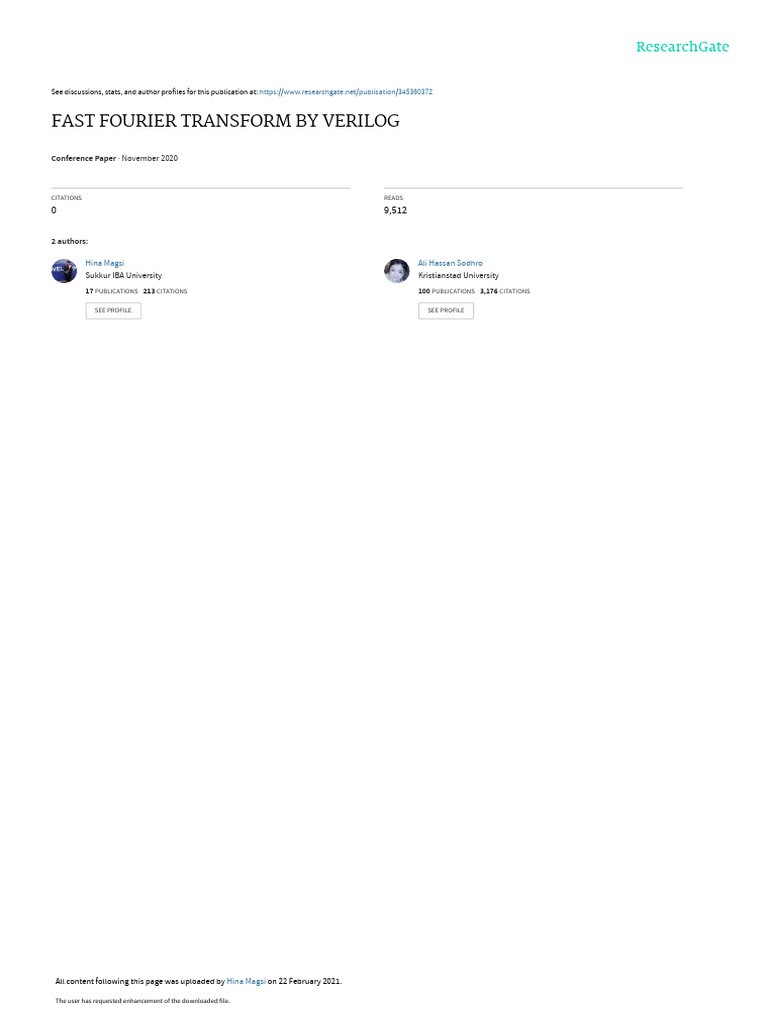 FFT_PAPER | PDF | Fast Fourier Transform | Discrete Fourier Transform
