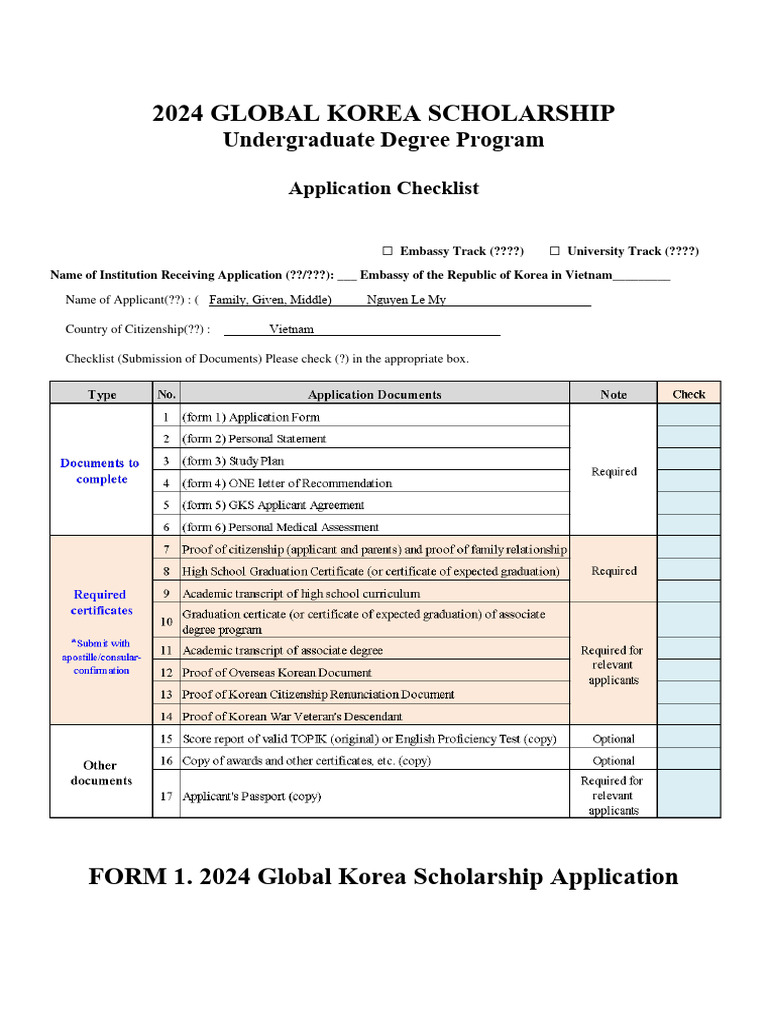 2024 Global Korea Scholarship Guide | PDF | Physical Examination ...
