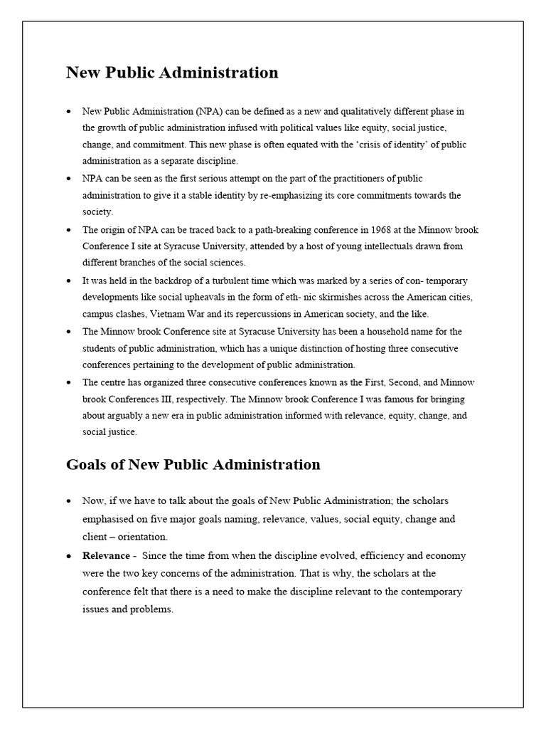 New Public Administration | PDF | Public Administration | Social Equality