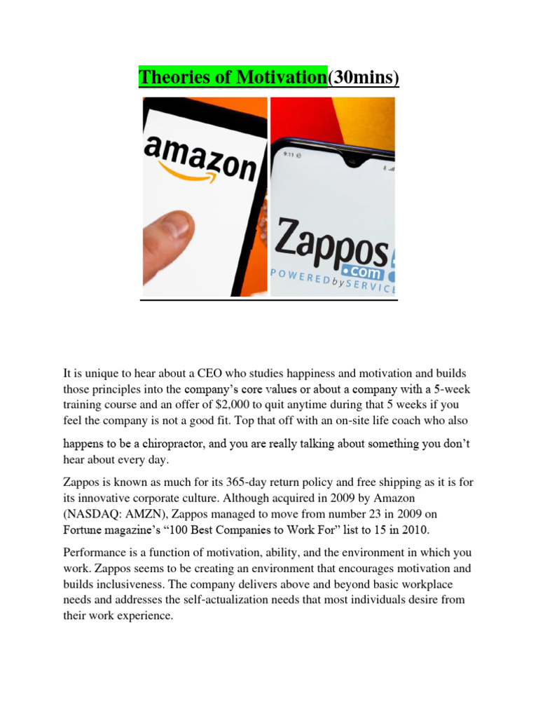 ZAPPOS Case Study | PDF | Zappos | Motivation