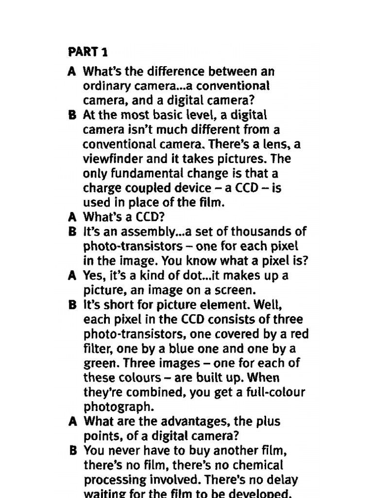 Listening Script Digital Cameras | PDF
