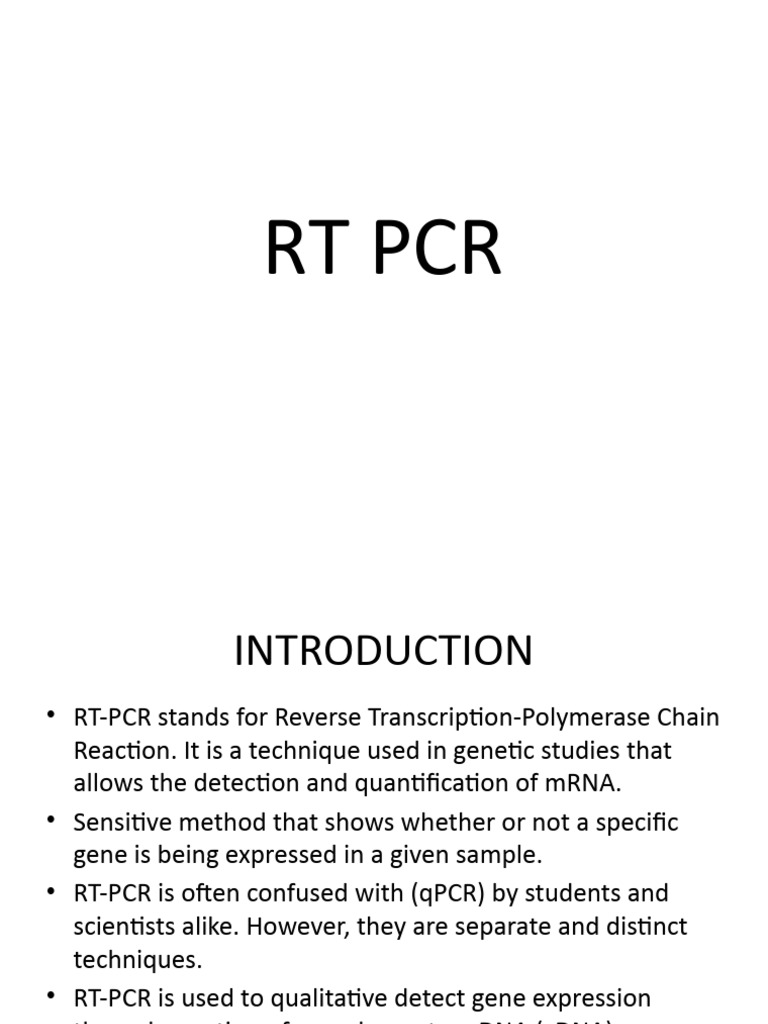 RT PCR | PDF | Reverse Transcription Polymerase Chain Reaction ...