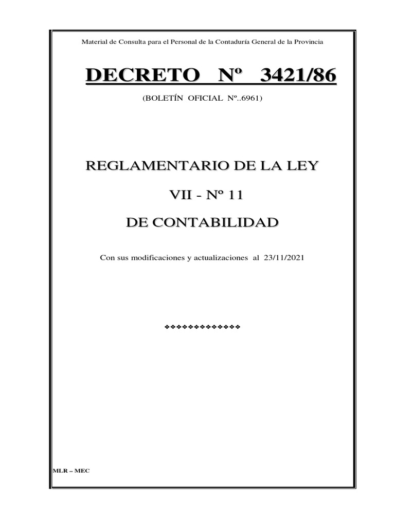 Decreto Reglamentario Ley 7 N°XI - Ley de Contabilidad | PDF | Subasta ...