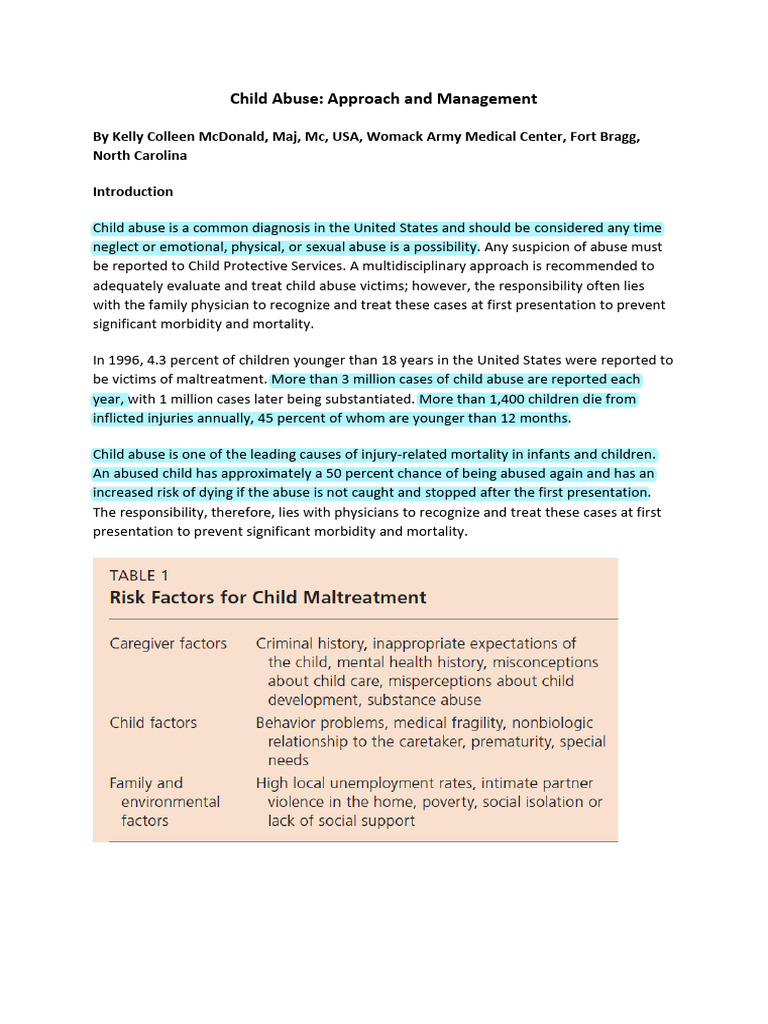 Child Abuse Approach and Management | PDF | Child Abuse | Child Neglect