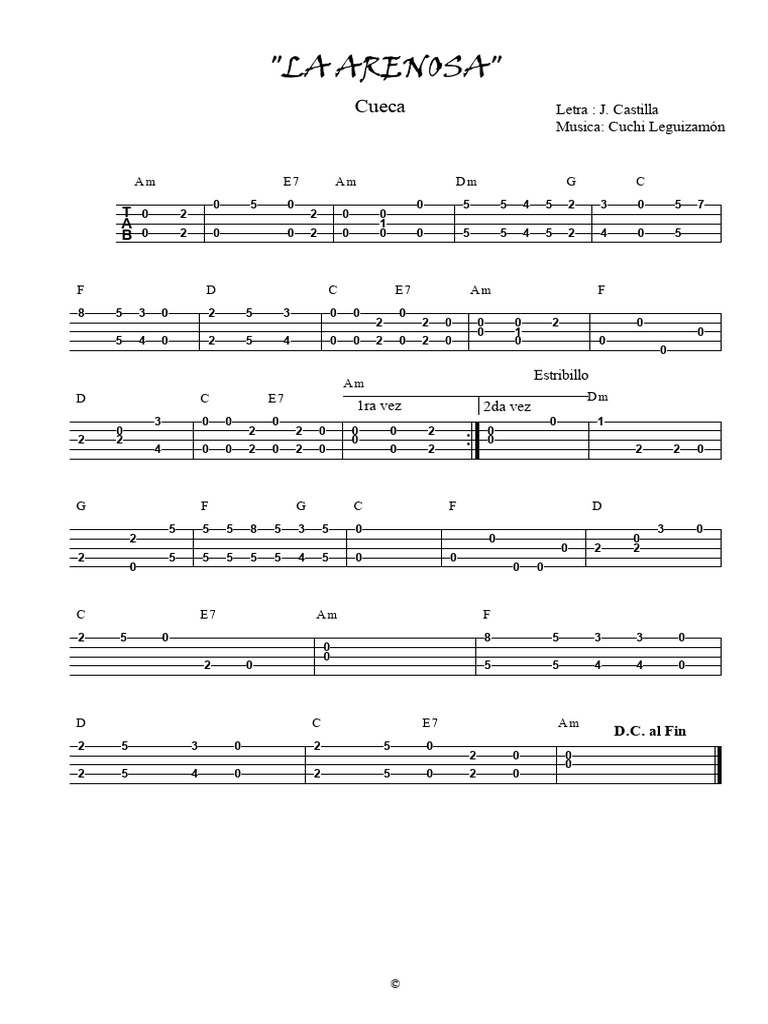 Letra y acordes de "La Arenosa" | PDF