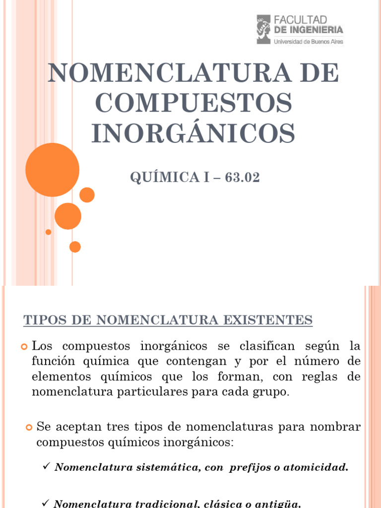 Nomenclatura de Compuestos Inorgánicos | PDF | Ácido | Ciencias fisicas
