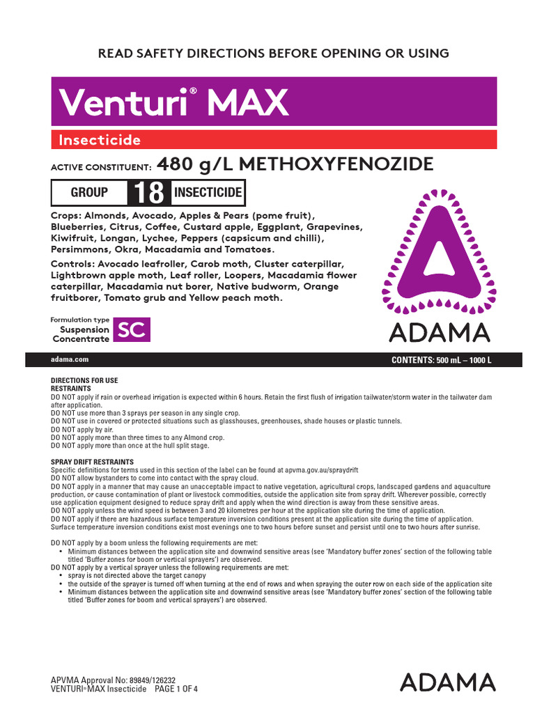 Adama Venturi MAX WebLabel A4 | PDF | Pest (Organism) | Waste Management
