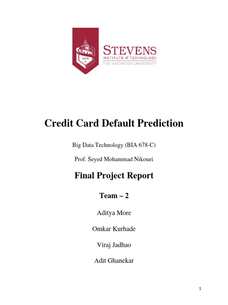 Credit Card Default Prediction: Final Project Report | PDF | Apache Spark | Machine Learning