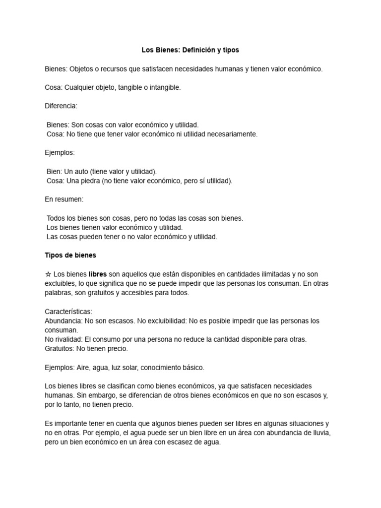 Tipos de Bienes | PDF | Bienes | Economias