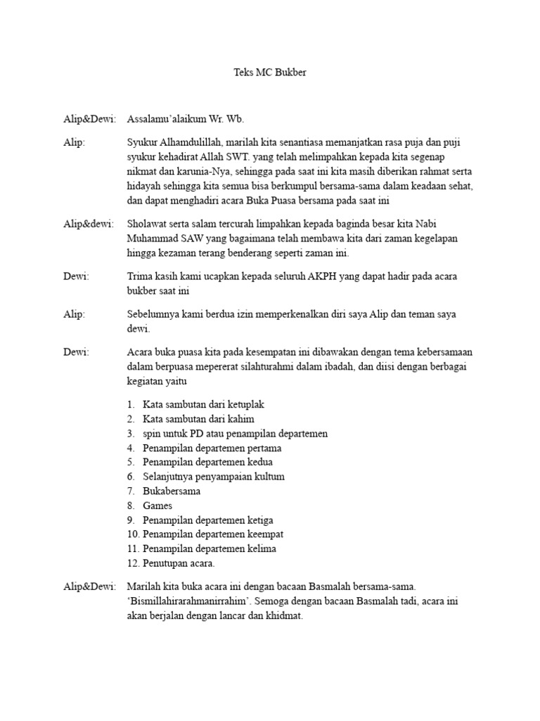 Teks MC Bukber | PDF | Pengembangan Diri