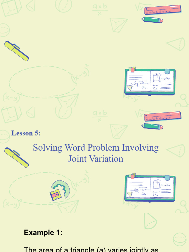 Word Problem Involving Joint Variation | PDF | Length | Equations