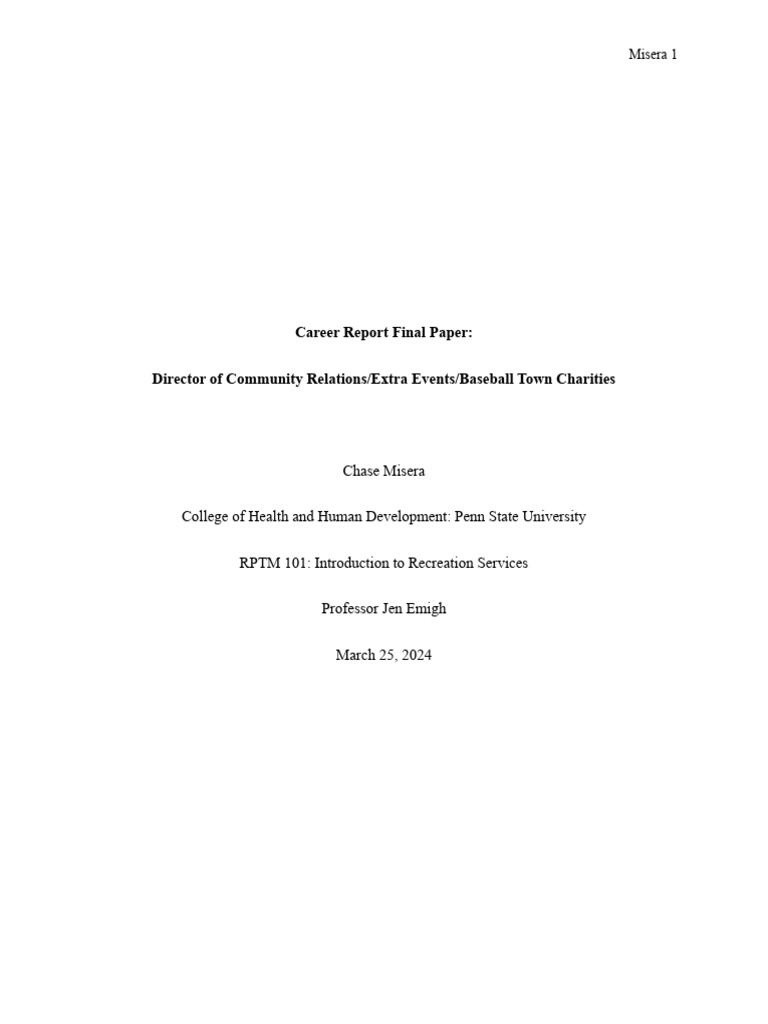 Career Report Final Paper Pdf Career Growth