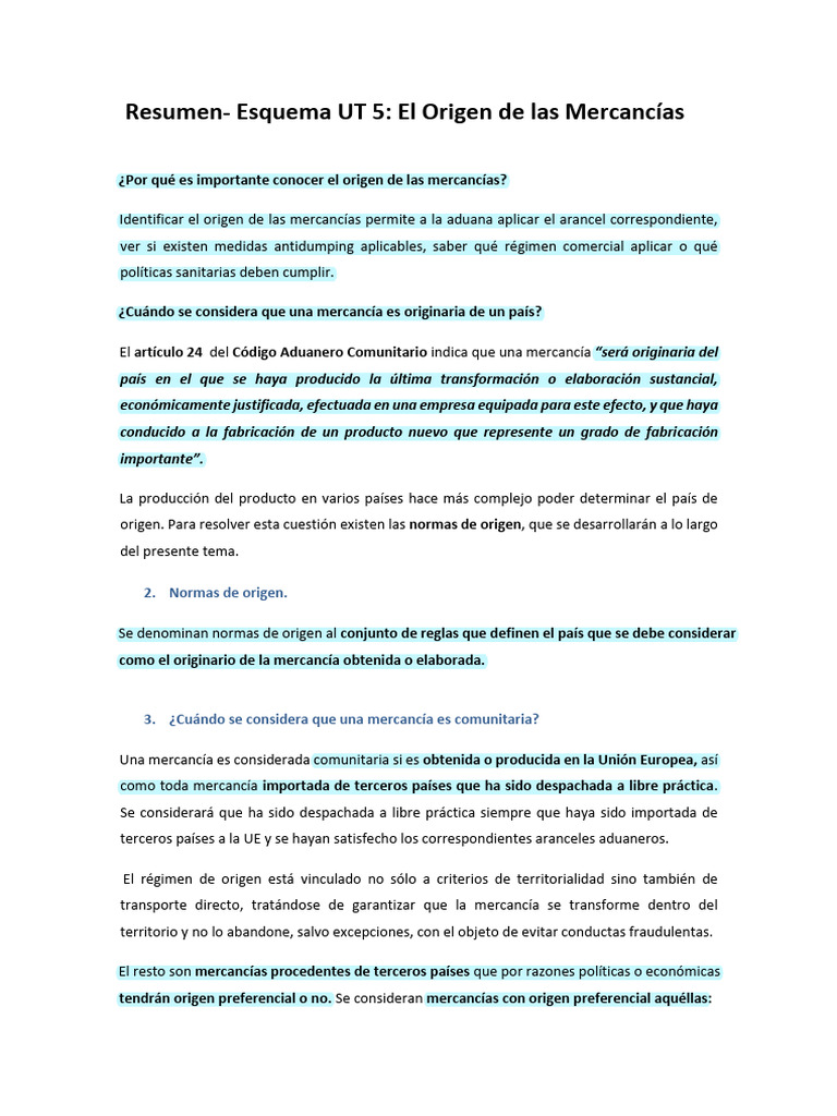 UT5 resumen esquema | PDF | Arancel | Economias