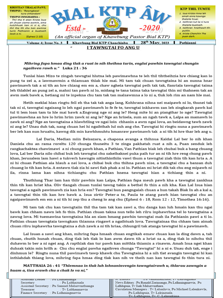 Bial KTP AW 2023 May Thla | PDF