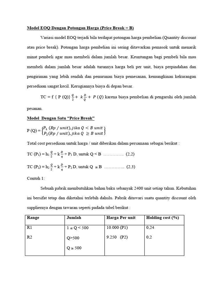 Model EOQ dengan Diskon Pembelian | PDF