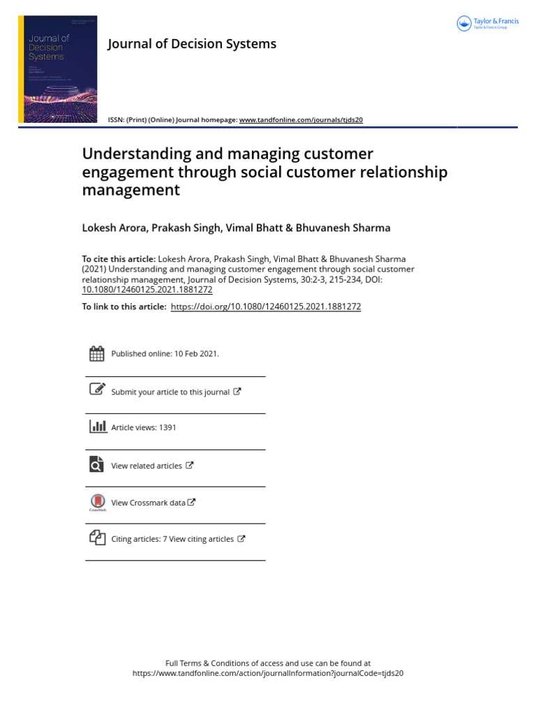 Understanding and Managing Customer Engagement Through Social Customer ...