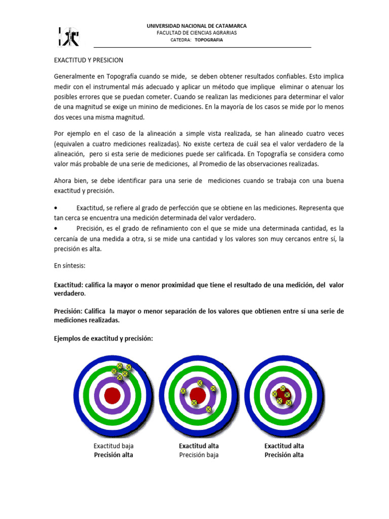 Exactitud y Precisión en Topografía | PDF | Exactitud y precisión ...