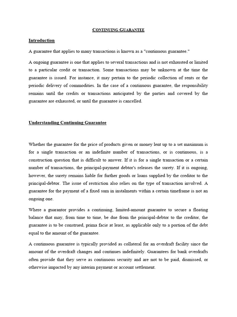 Understanding Continuous Guarantees | PDF | Guarantee | Surety