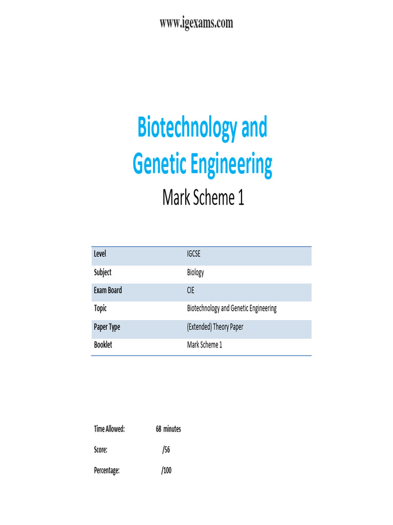 20.1 Biotechnology and Genetic Engineering IGCSE CIE Biology Ext Theory ...