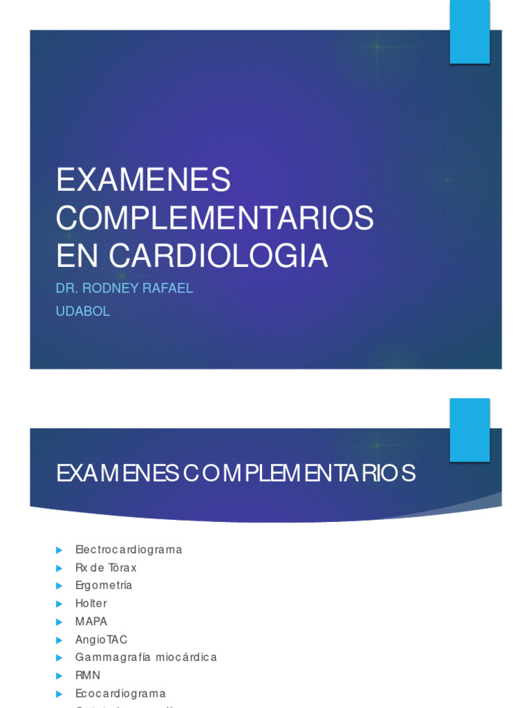Examenes Complementarios en Cardiologia | PDF | Cardiología | Enfermedades cardiovasculares