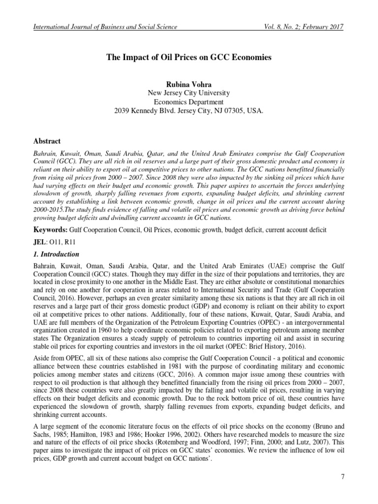 Implact of Oil Prices On GCC | PDF | Price Of Oil | Gulf Cooperation Council