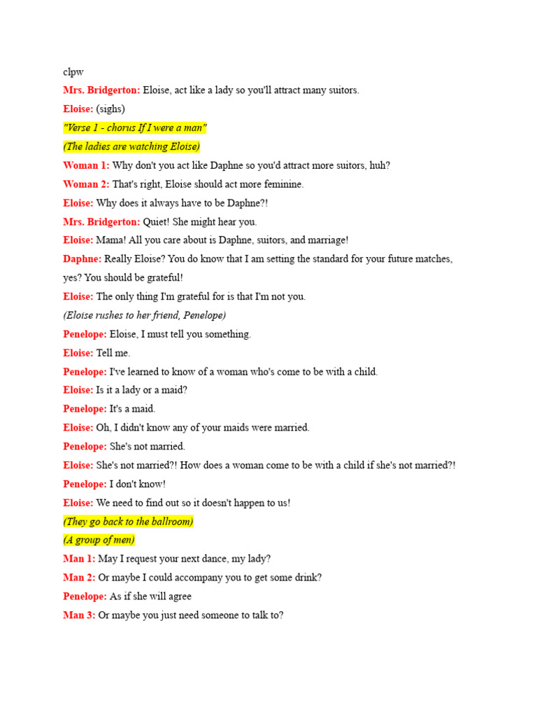 Bridgerton Script Lit. RP | PDF | Art | Poetry