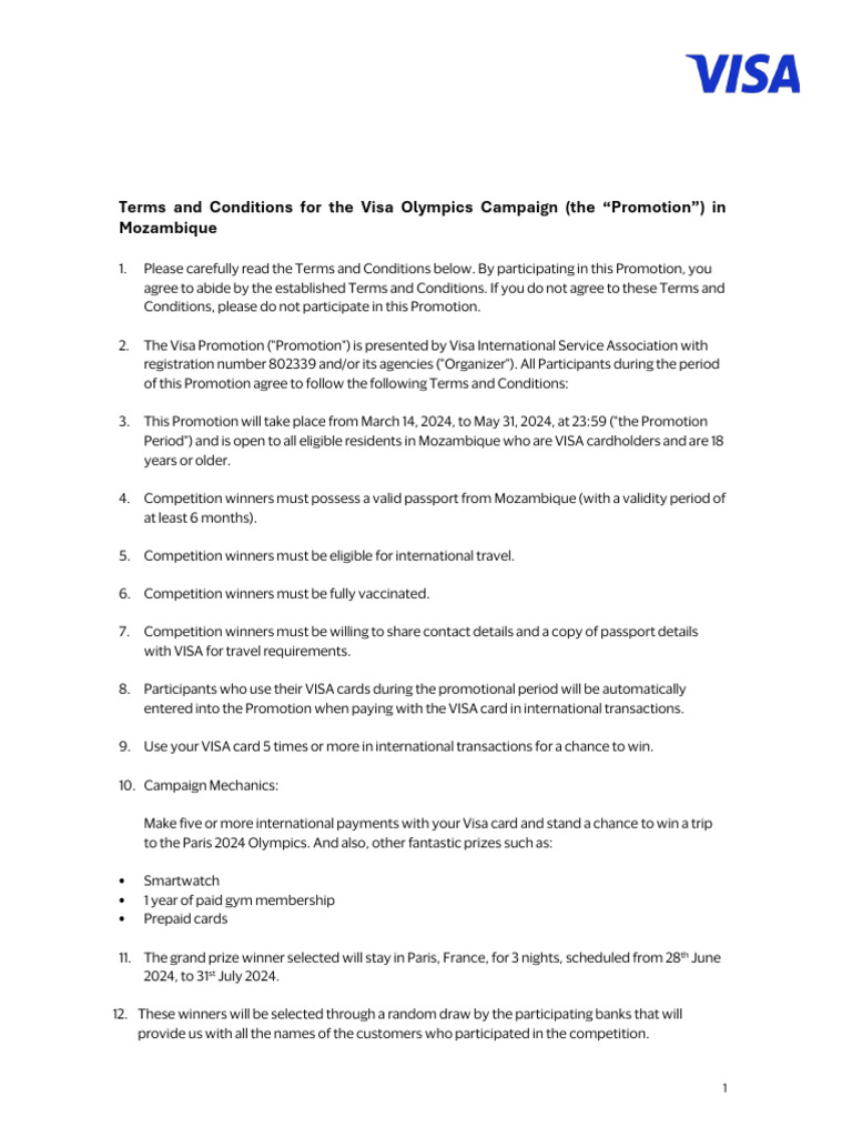 Mozambique Visa Olympics Promo | PDF | Visa Inc. | Banks