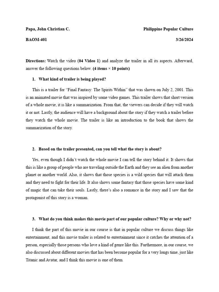 Papa, John Christian C. - BAOM-401 - 04 Worksheet 2 - PPC | PDF ...