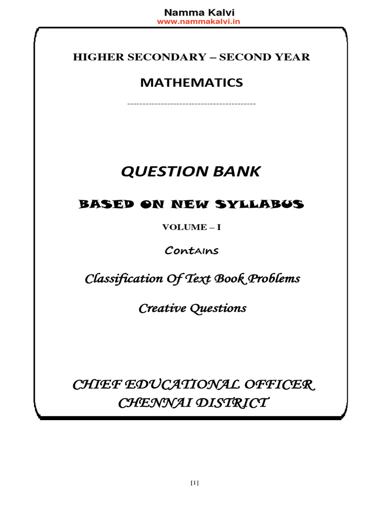 12th Grade Maths Question Bank PDF | PDF | Ellipse | Elementary Mathematics